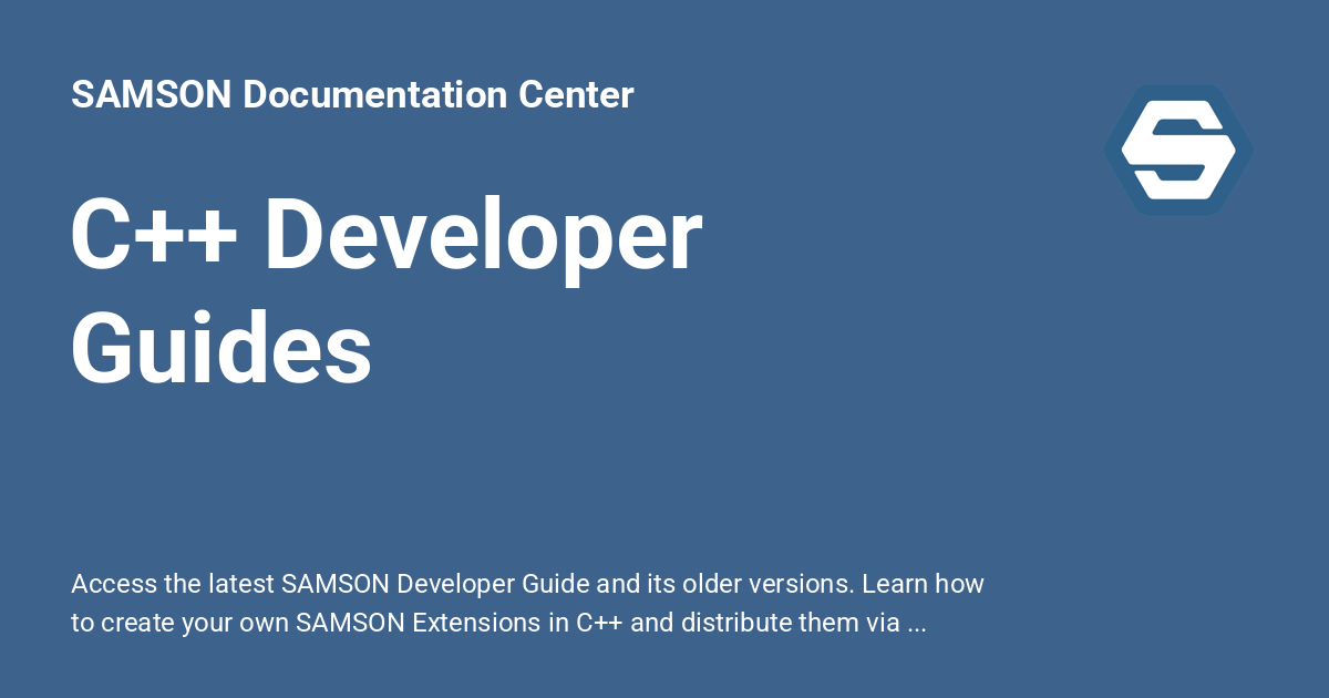 C++ Developer Guides - SAMSON Documentation Center