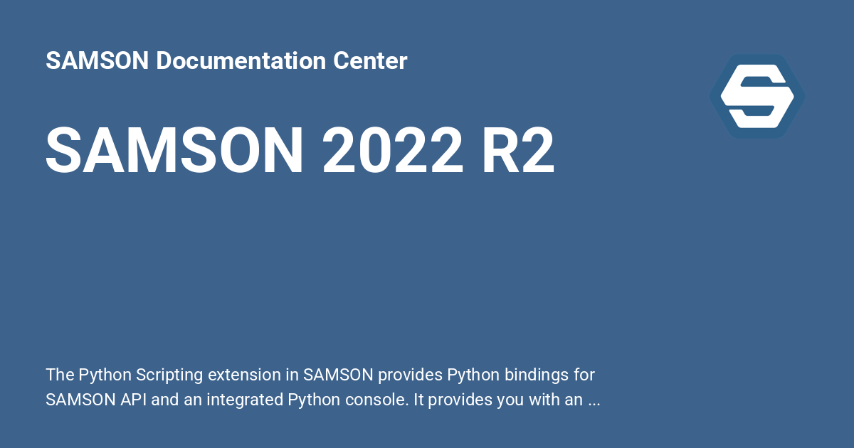 SAMSON 2022 R2 - SAMSON Documentation Center