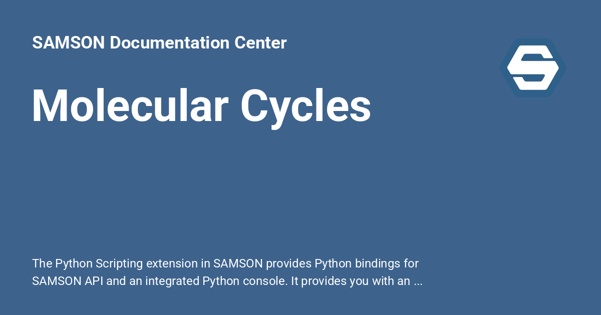Molecular Cycles - SAMSON Documentation Center