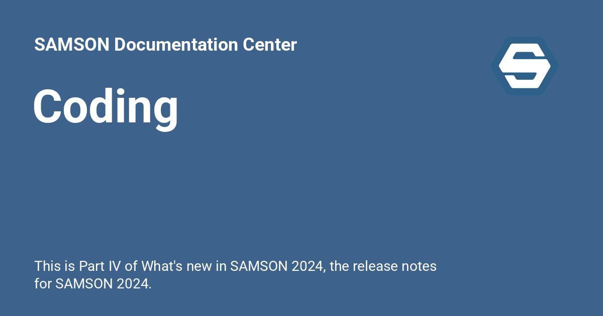 Coding - SAMSON Documentation Center