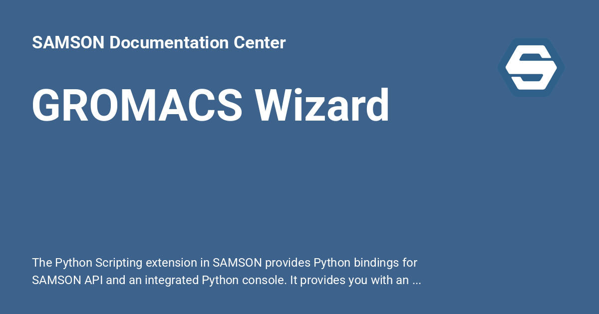 GROMACS Wizard - SAMSON Documentation Center