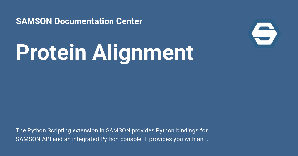 Protein Alignment - SAMSON Documentation Center