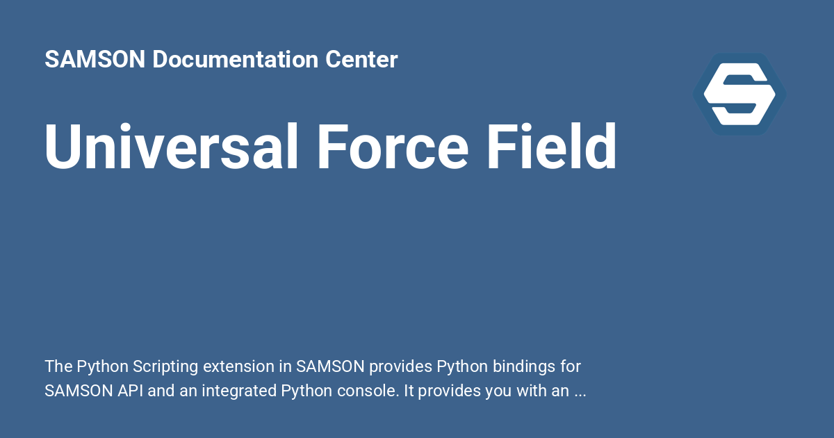 Universal Force Field - SAMSON Documentation Center