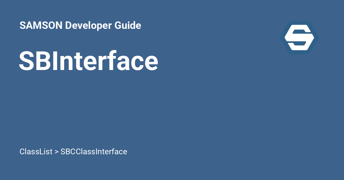 SBInterface - SAMSON Developer Guide