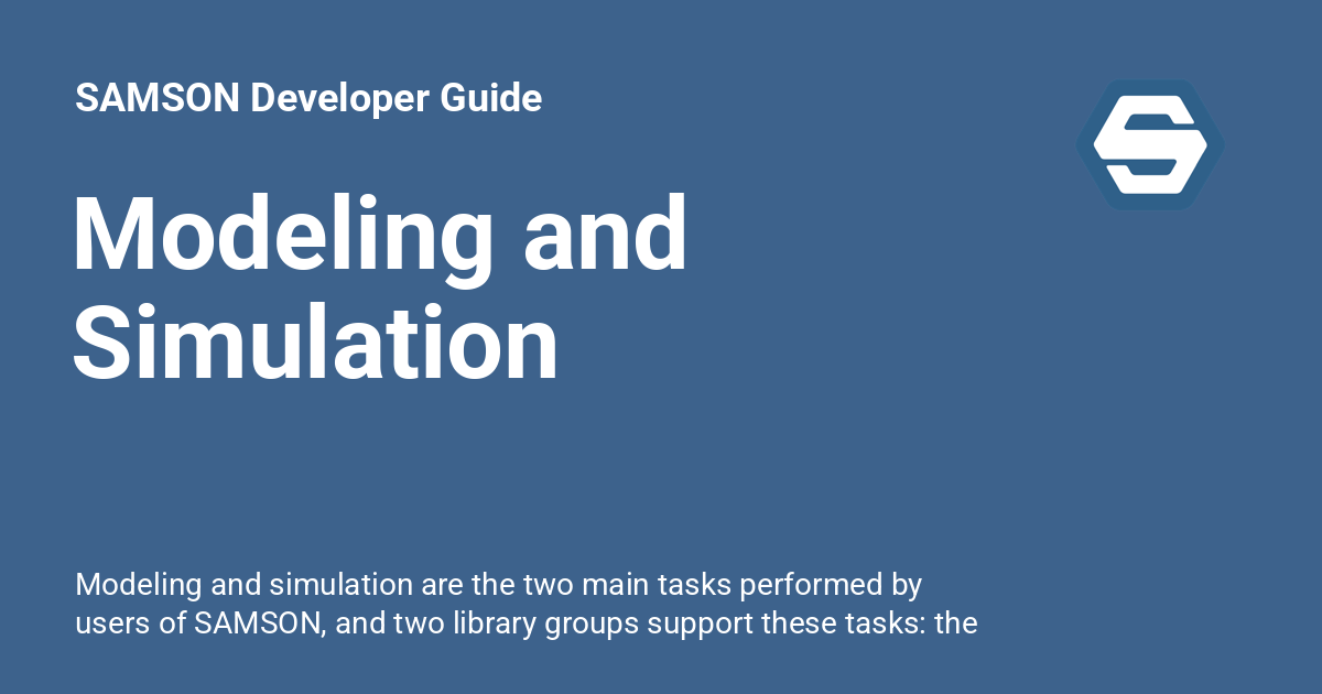 Modeling And Simulation Samson Developer Guide