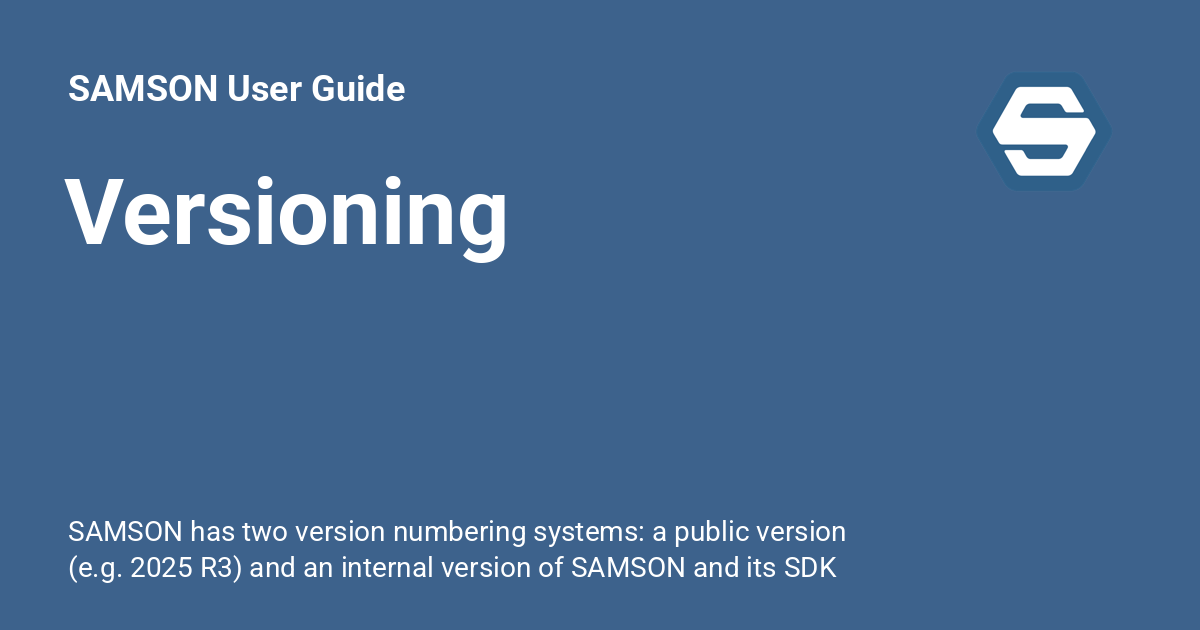 Versioning - SAMSON User Guide